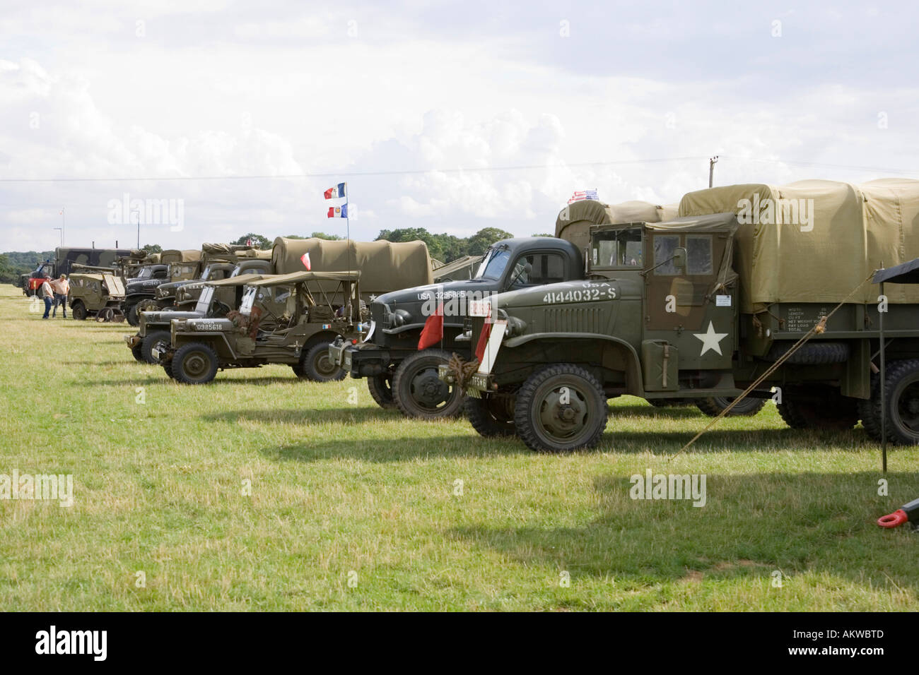 WW2 US military trucks at an air show at Rougham in Suffolk 2006, UK ...