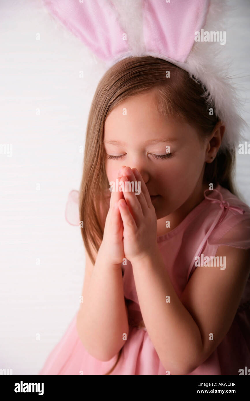 Little Easter Bunny saying a prayer Stock Photo - Alamy