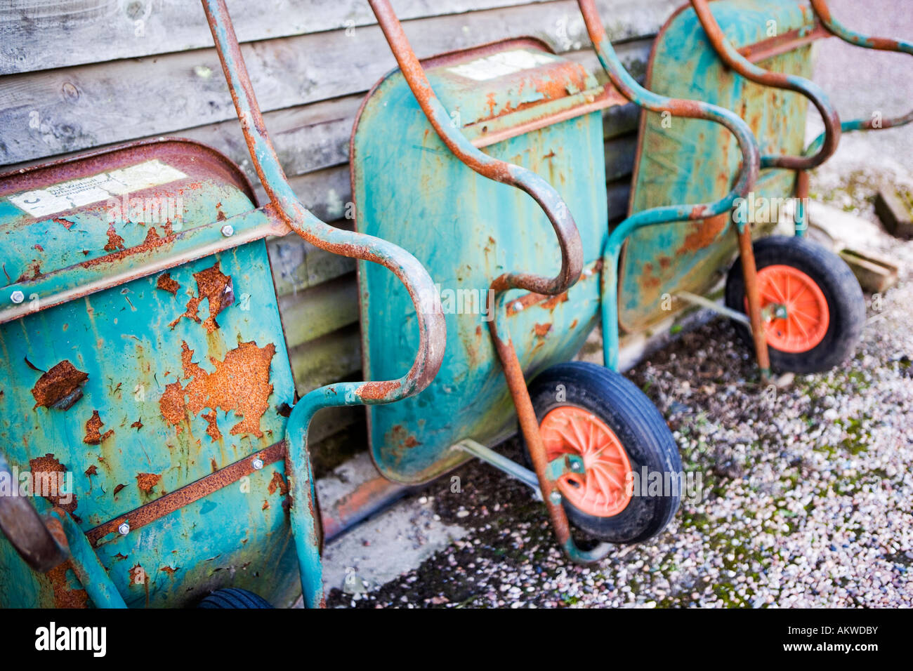 A row of Wheel barrows Stock Photo - Alamy