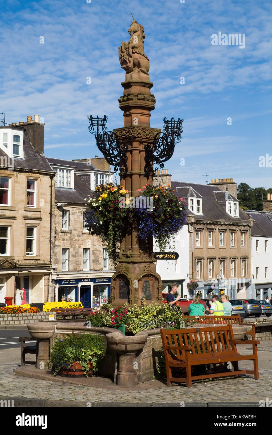 dh JEDBURGH BORDERS Scottish Market town Unicorn Mercat cross with ...
