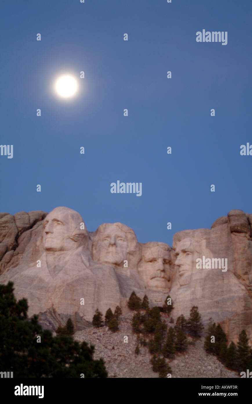 Moonrise over Mount Rushmore National Monument in the Blackhills of ...