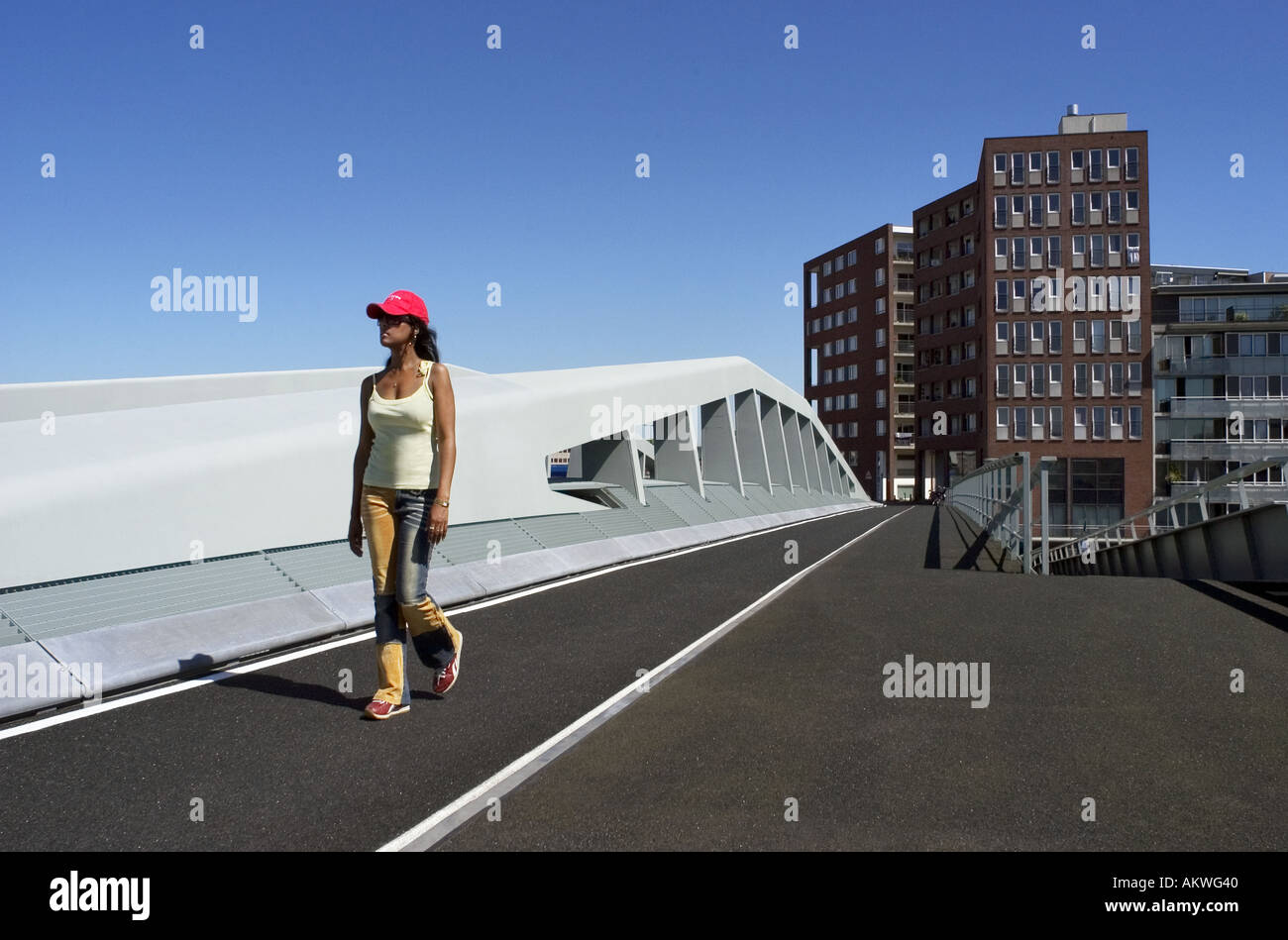 modern bridge that leads to Java Eiland in Amsterdam Stock Photo - Alamy