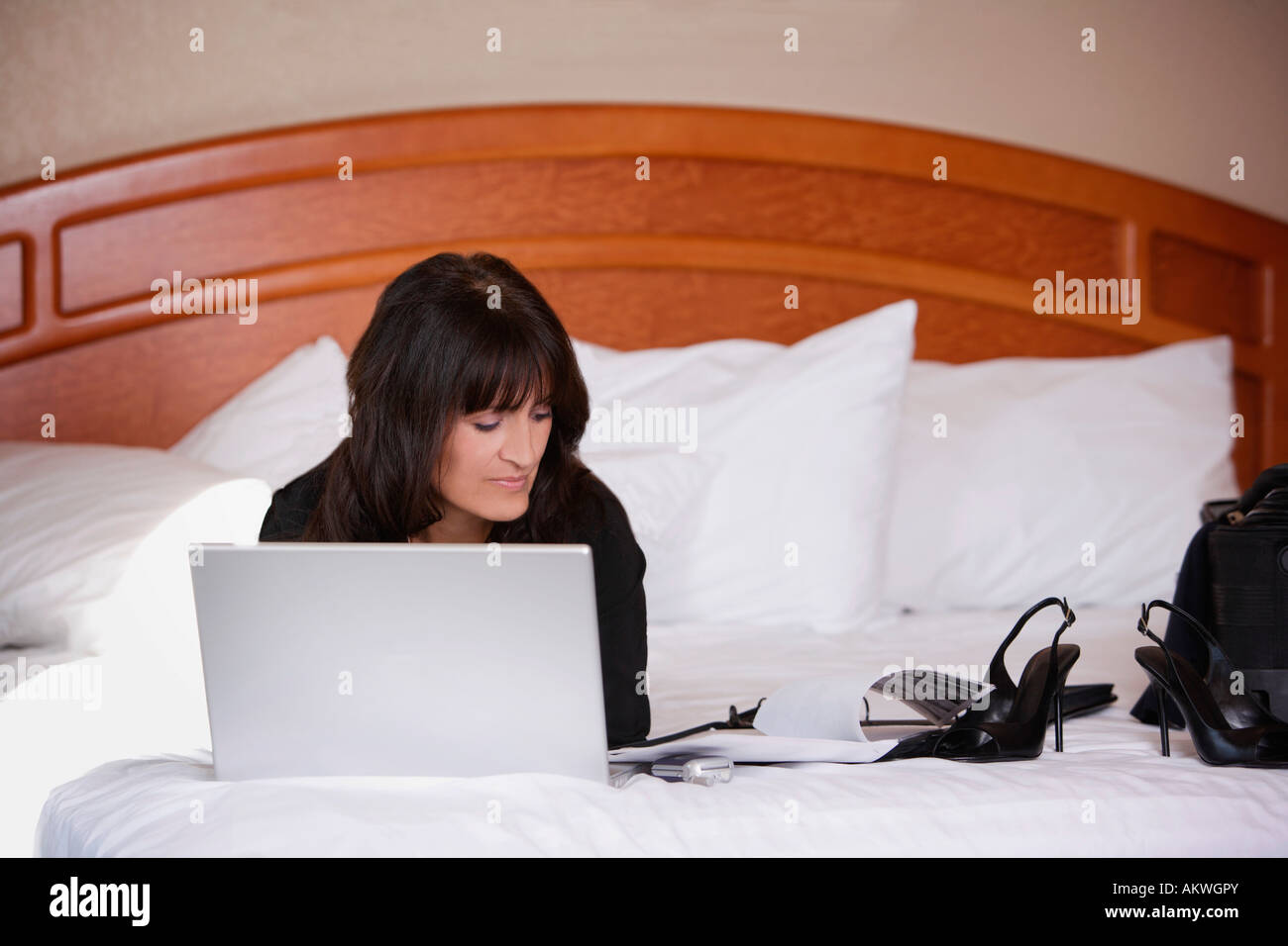 Woman working on computer Stock Photo - Alamy