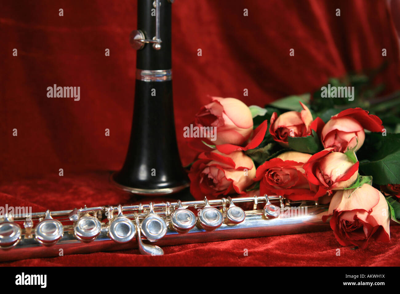 Red rose flower clarinet hi-res stock photography and images - Alamy
