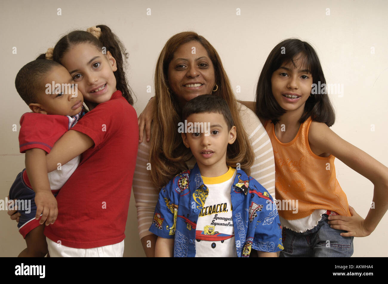 A family portrait of a latin family Stock Photo - Alamy