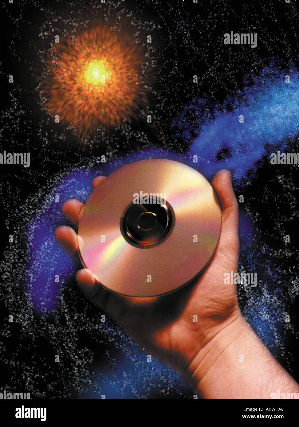 compact disks cd s floating in space concept abstract photo ...