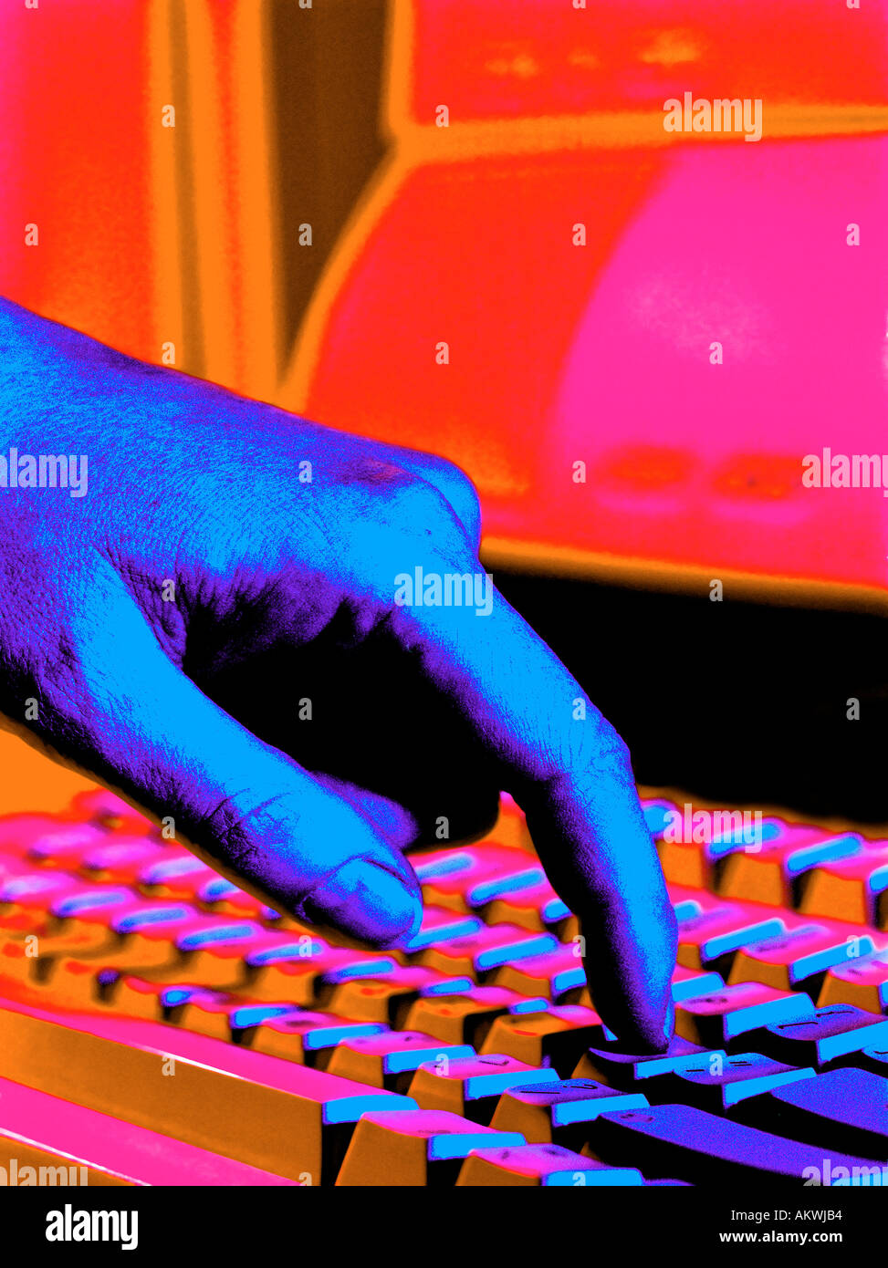 computer keyboard with hand graphic illustration Stock Photo - Alamy