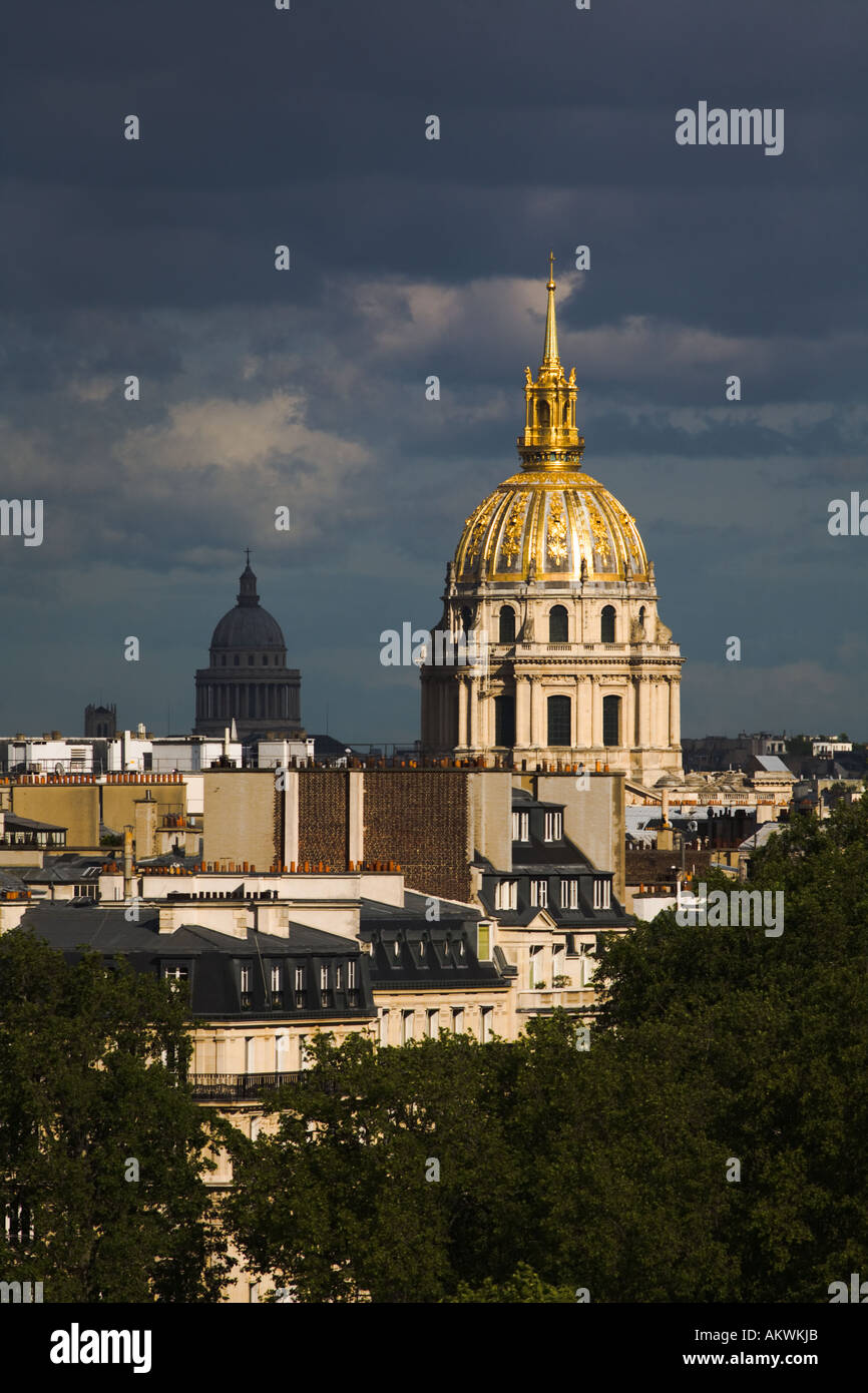 The two domes of Les Invalides, (near) Pantheon (far), Paris, France ...