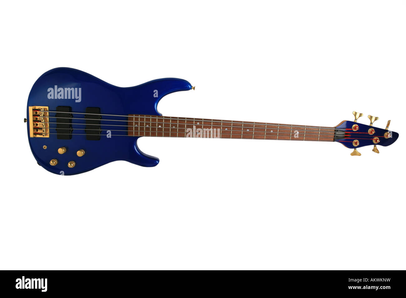 Blue electric bass guitar isolated on white Stock Photo - Alamy