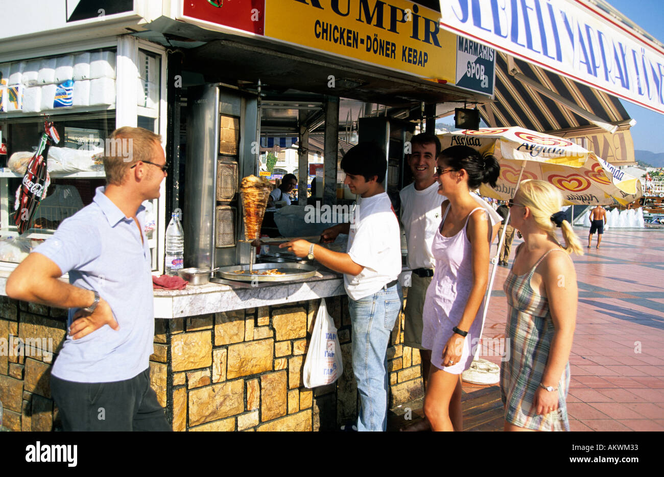 turkey aegean coast marmaris a kebab stall on the seafront Stock Photo ...