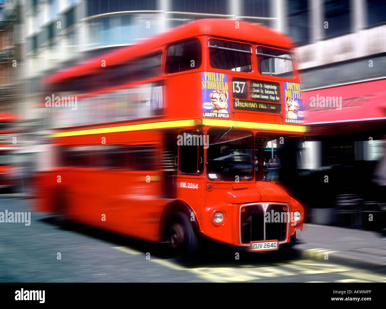 routemaster red bus blurred moving speed london england uk traditional ...