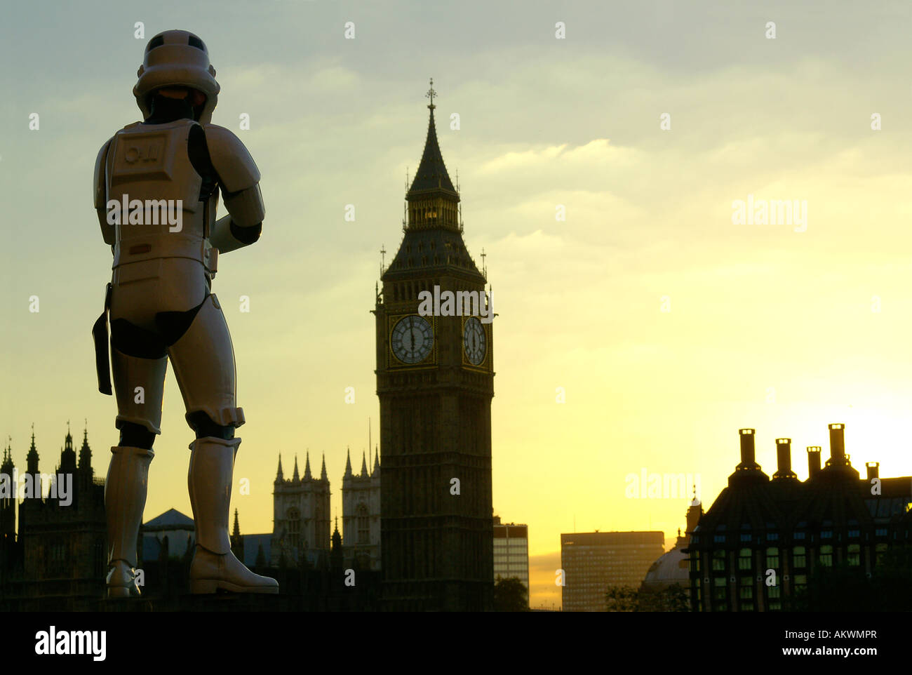 stormtrooper from Stars Wars over Big Ben, London, UK Stock Photo - Alamy
