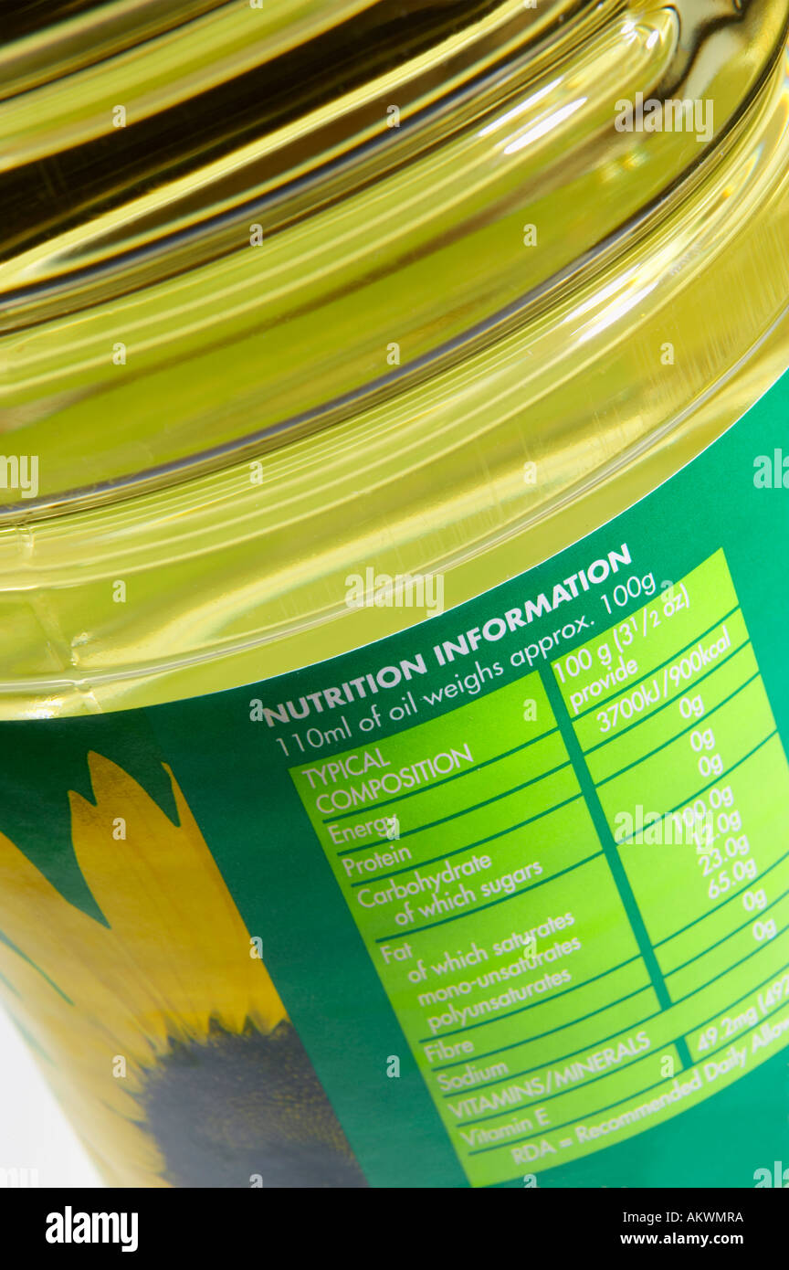 Sunflower Oil Back Label