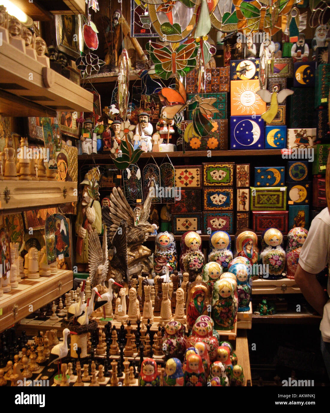 Traditional stall with wooden hand crafted and painted models, Cloth ...