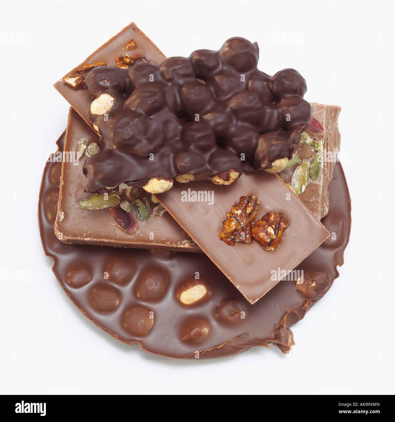 Various nut chocolates, close-up Stock Photo - Alamy