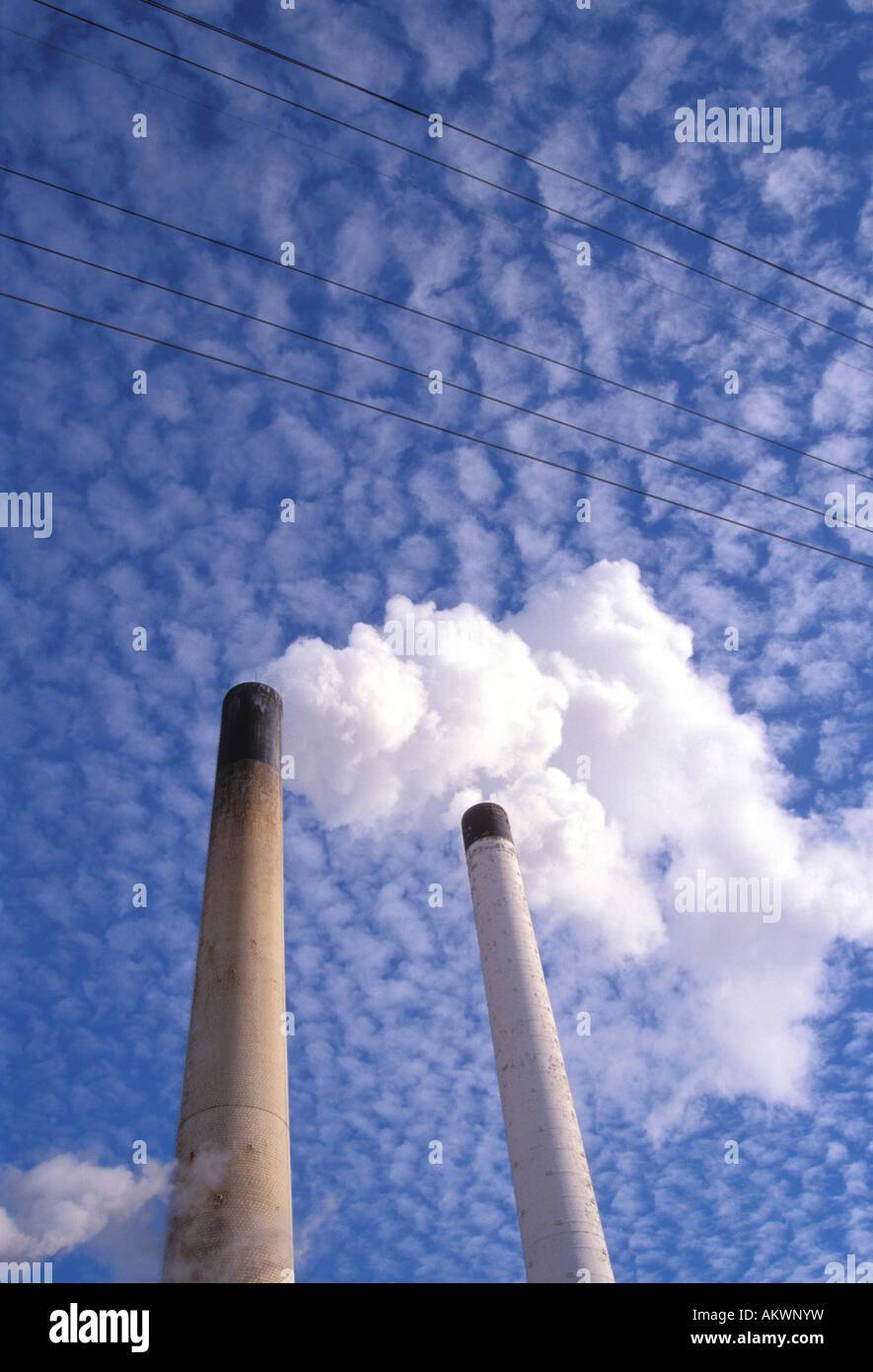 Smokestacks from Coal fired Power plant Stock Photo - Alamy