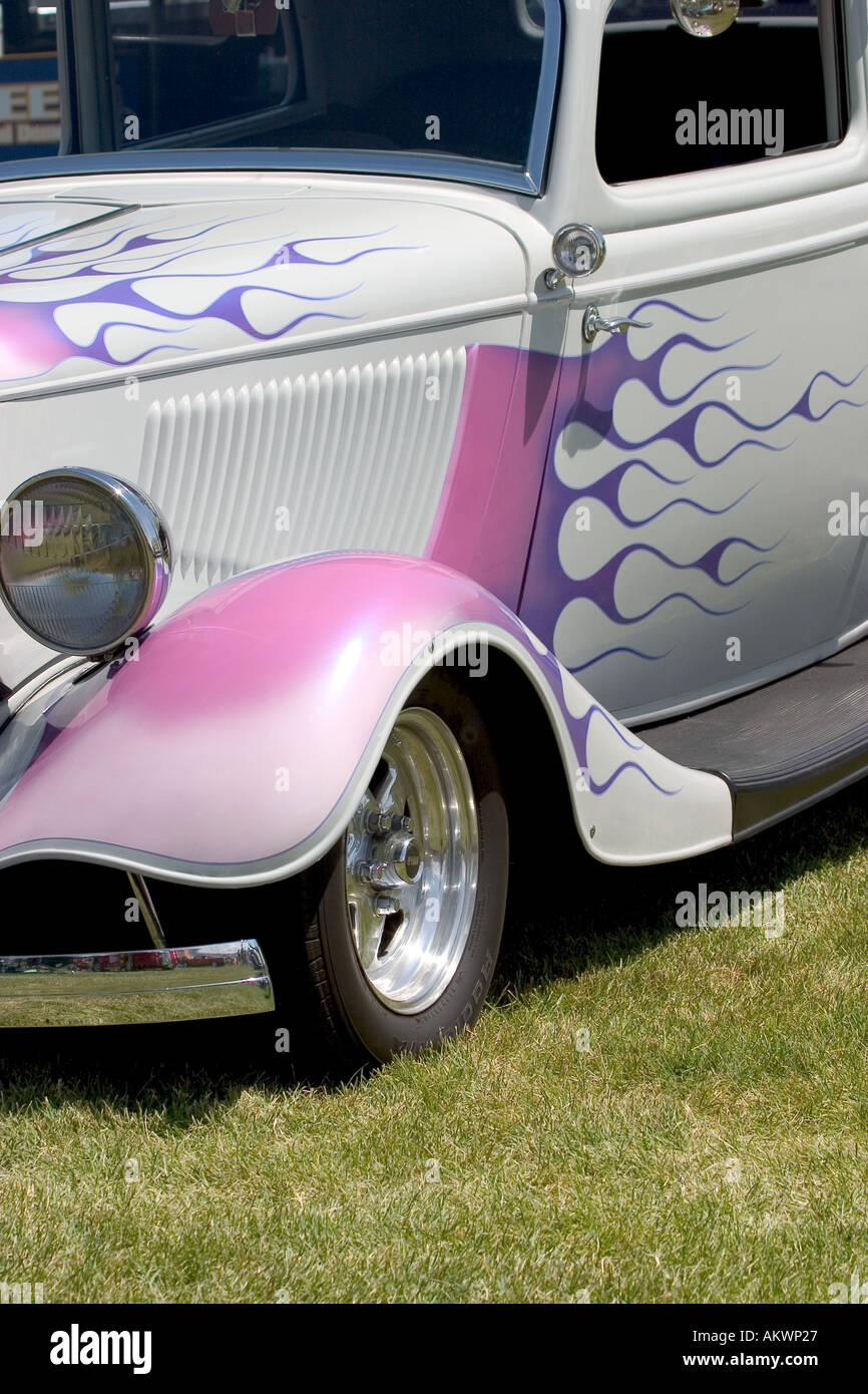 Flame pinstriping on street rod Stock Photo - Alamy