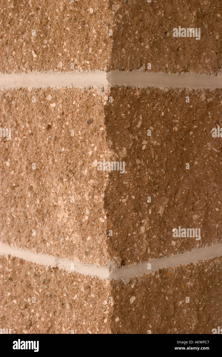 Corner of concrete block wall with mortar joints Stock Photo - Alamy