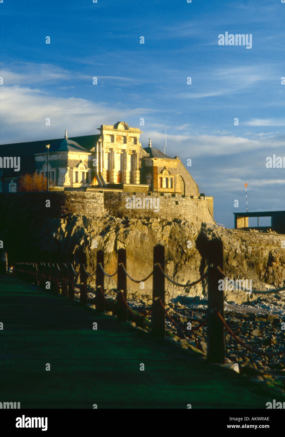 Evening light on disused buildings on Knightstone Island Weston super ...