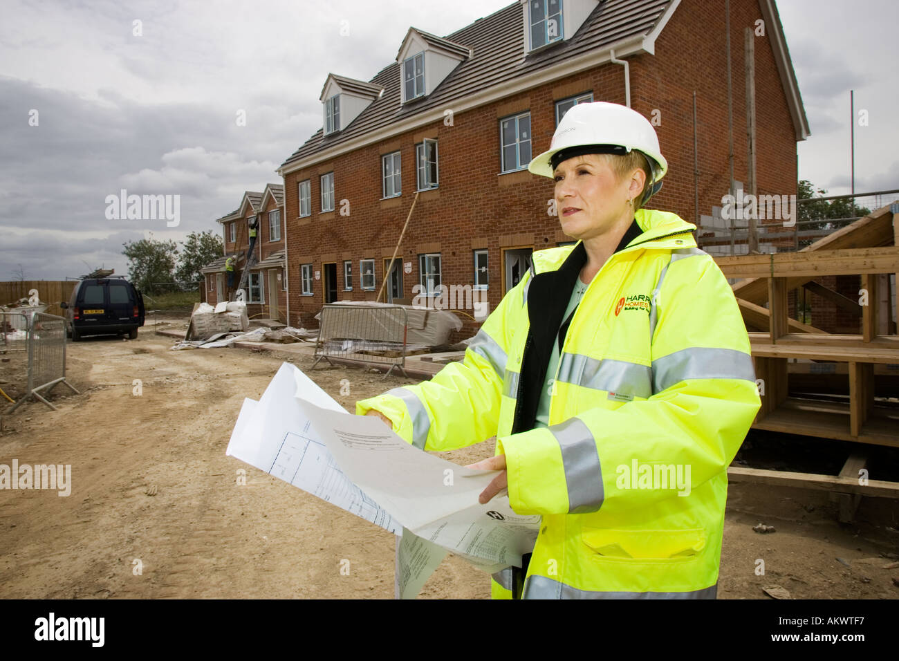 Surveyor with building plans hi-res stock photography and images - Alamy