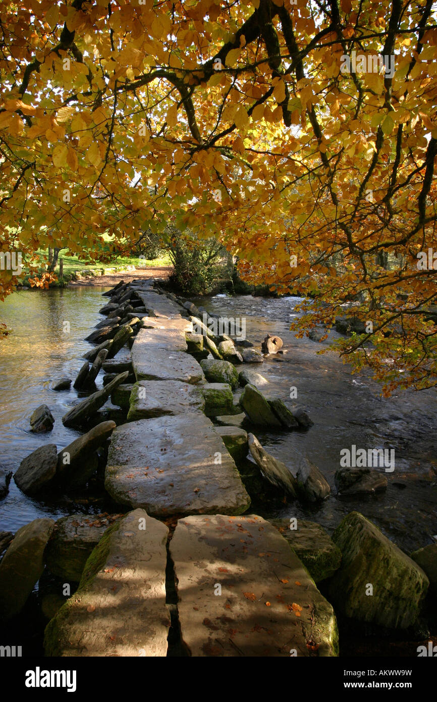 The Tarr Steps Ancient Stone Bridge , Exmoor , Somerset UK Stock Photo ...