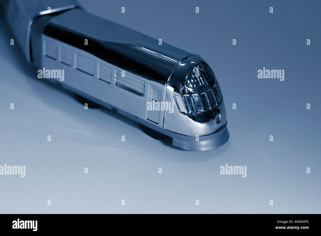 Toy silver train Stock Photo - Alamy