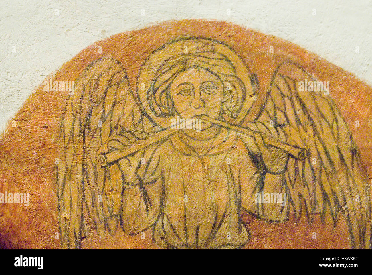 France, Normandy, Bayeux, Bayeux Cathedral, crypt, angel painting Stock ...
