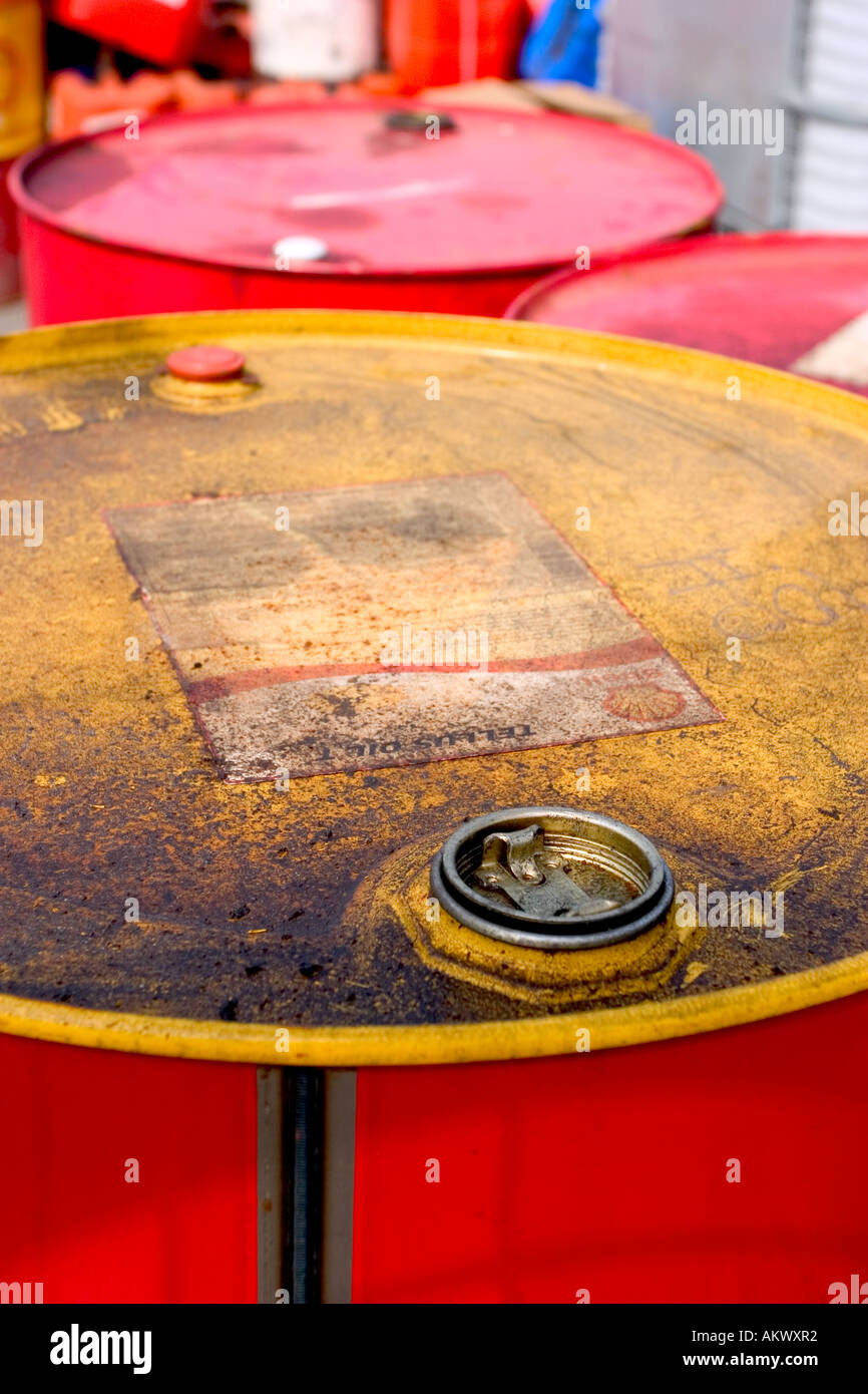 Oil Containers in the backyard of factory Stock Photo - Alamy