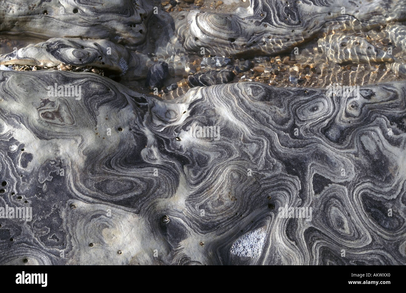 Patterns and ripples in grey mud Stock Photo - Alamy