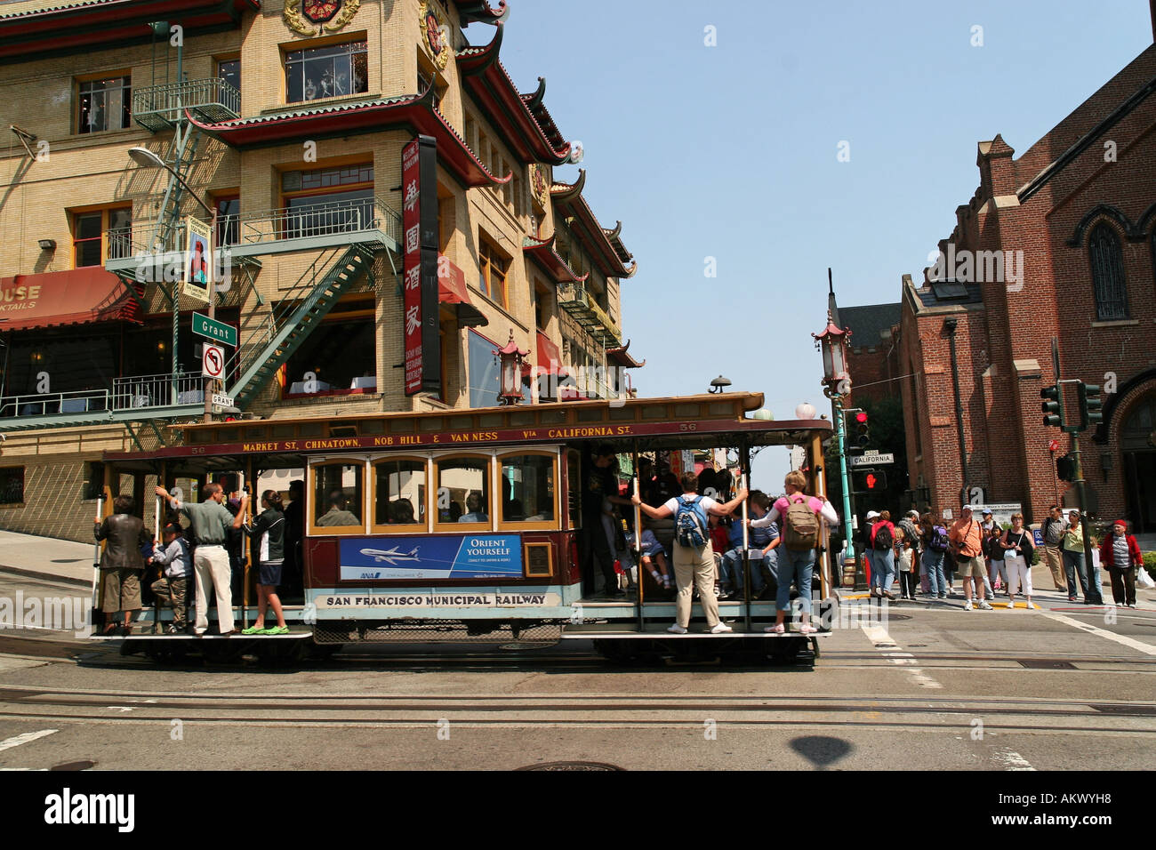 Cable Car in Chinatown, San Francisco, California, North America, USA ...