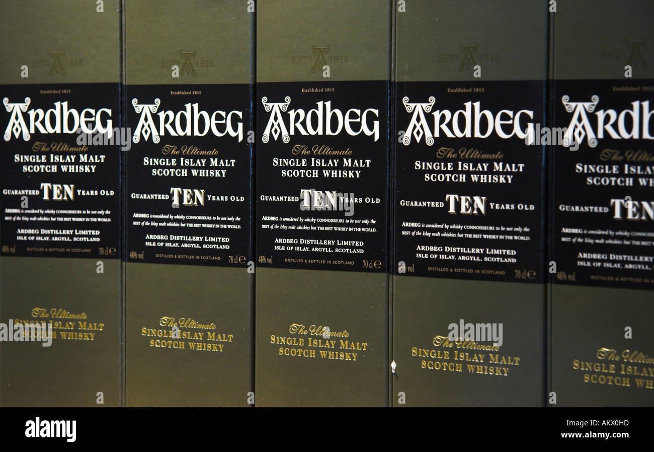 Ardbeg distillery, Isle of Islay, Scotland, shop with bottles of ...