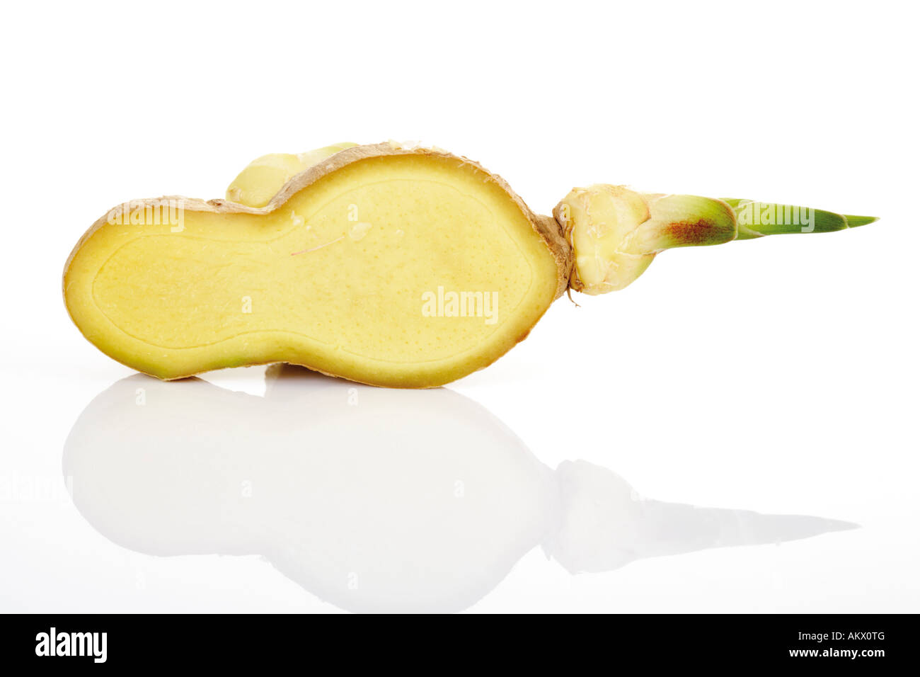 Half ginger root germinating, close-up Stock Photo - Alamy