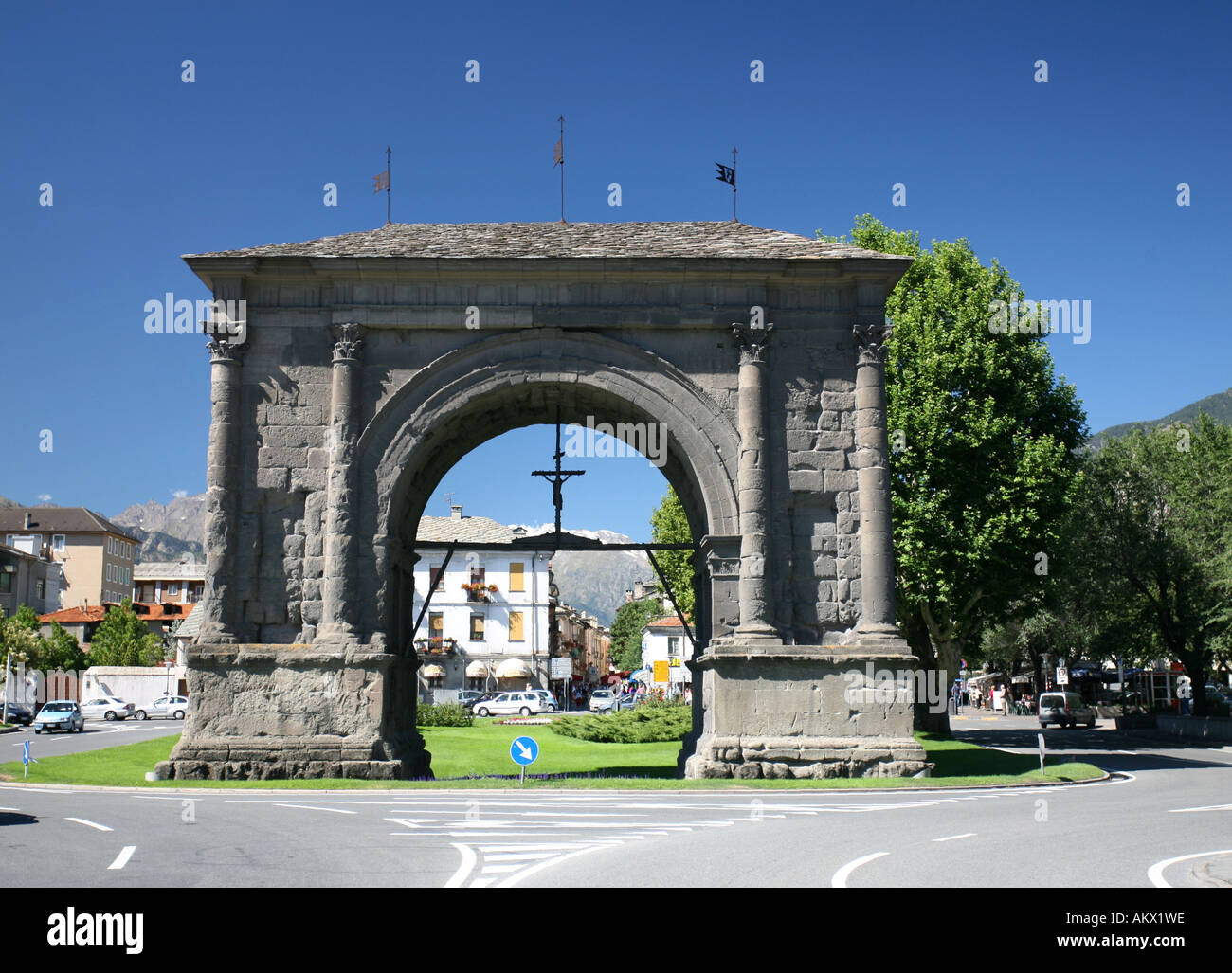 Roman gate in Aosta, Aosta valley, Italy Stock Photo - Alamy
