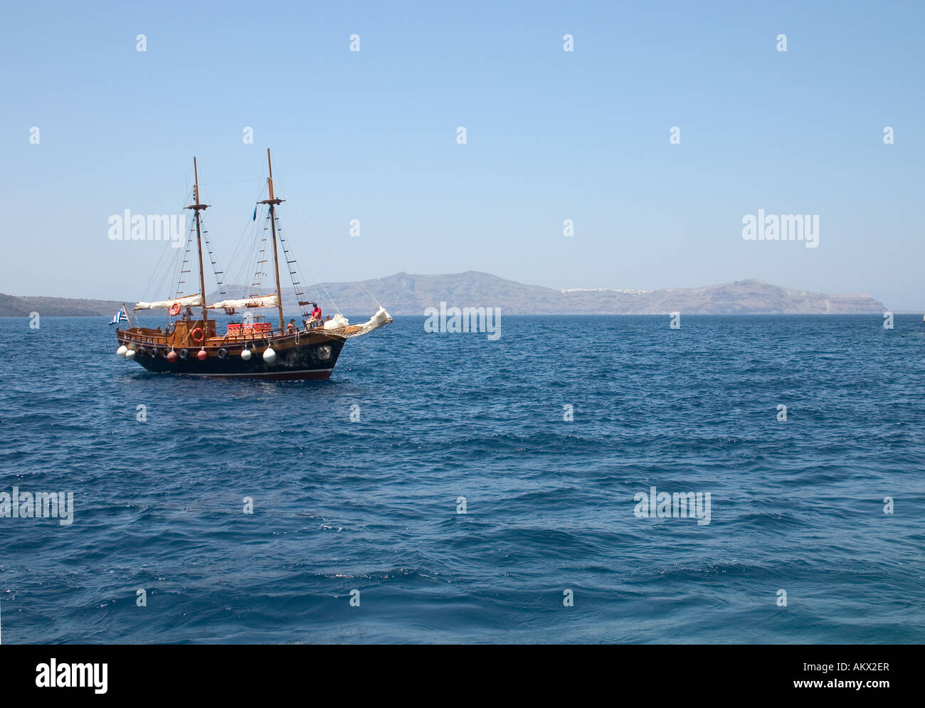 A schooner at Athinios Port, Santorini Stock Photo - Alamy