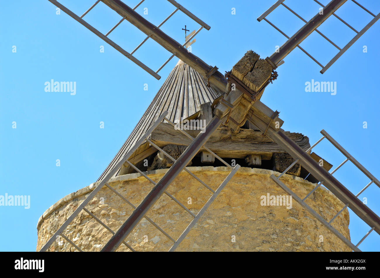 Traditional old stone windmills in provence Stock Photo - Alamy