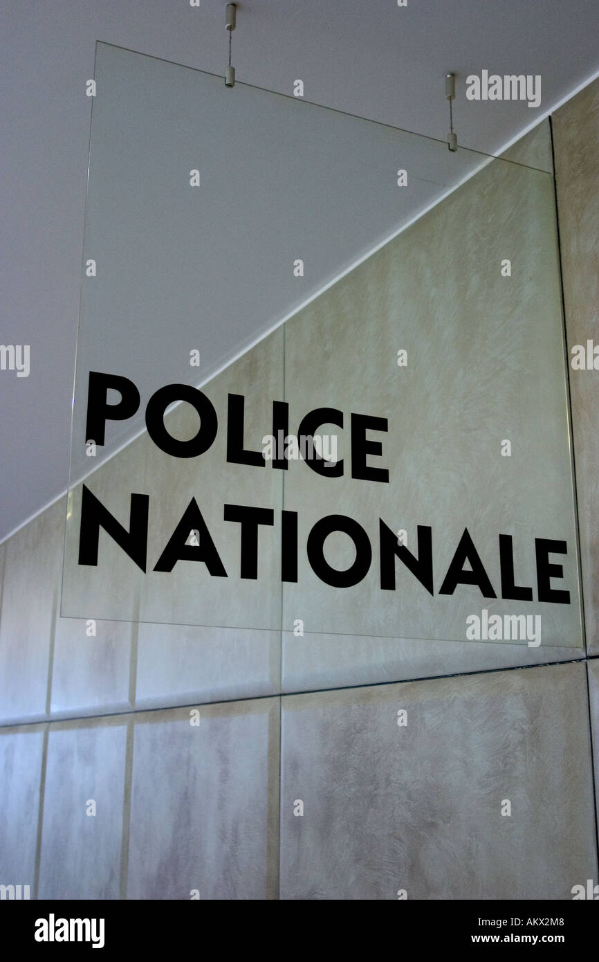 french police station sign in france Stock Photo - Alamy
