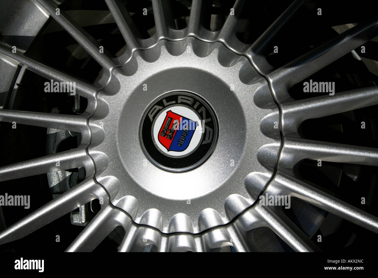 Alpina emblem on a 19" car wheel Stock Photo - Alamy