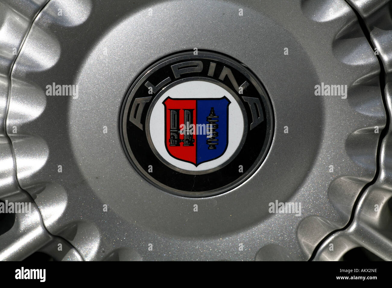 Alpina emblem on a 19" car wheel Stock Photo - Alamy