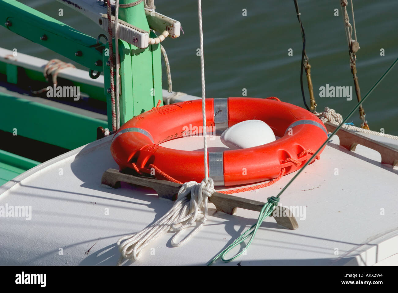 Lifebuoy on ferry boat Stock Photo - Alamy