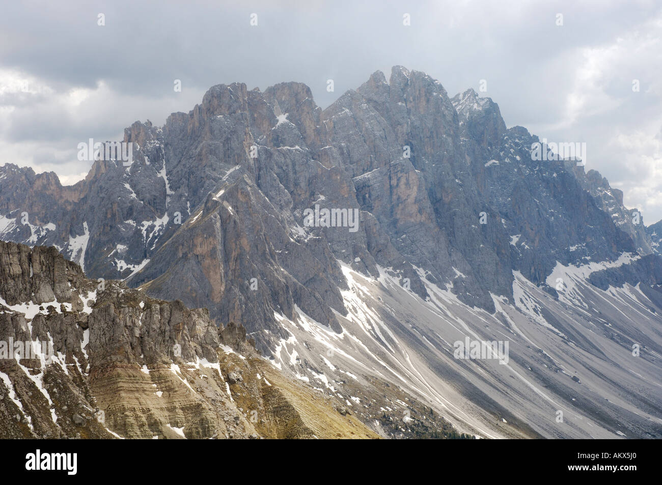 Geisler Spitzen, Geisler mountain, view from Zanser Alm, Dolomite Alps ...