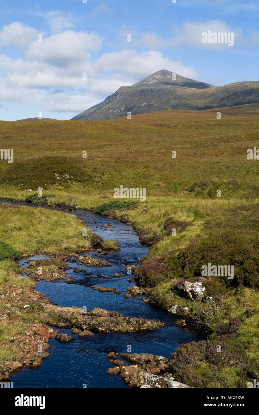 dh STRATH VAGASTIE SUTHERLAND River Vagastie and mountain Ben Klibreck ...