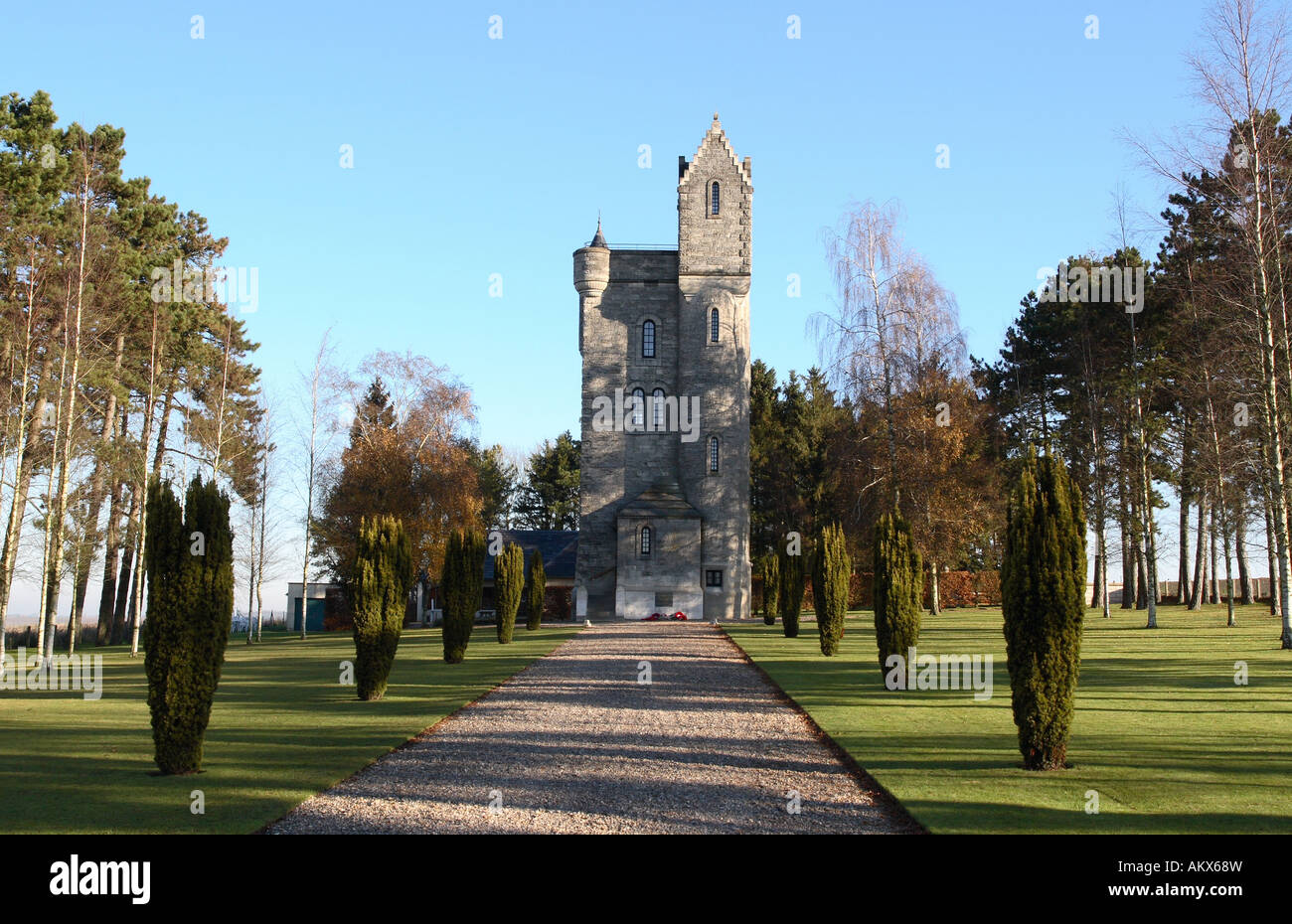 The Ulster Tower memorial on the Somme battlefield in northern France ...