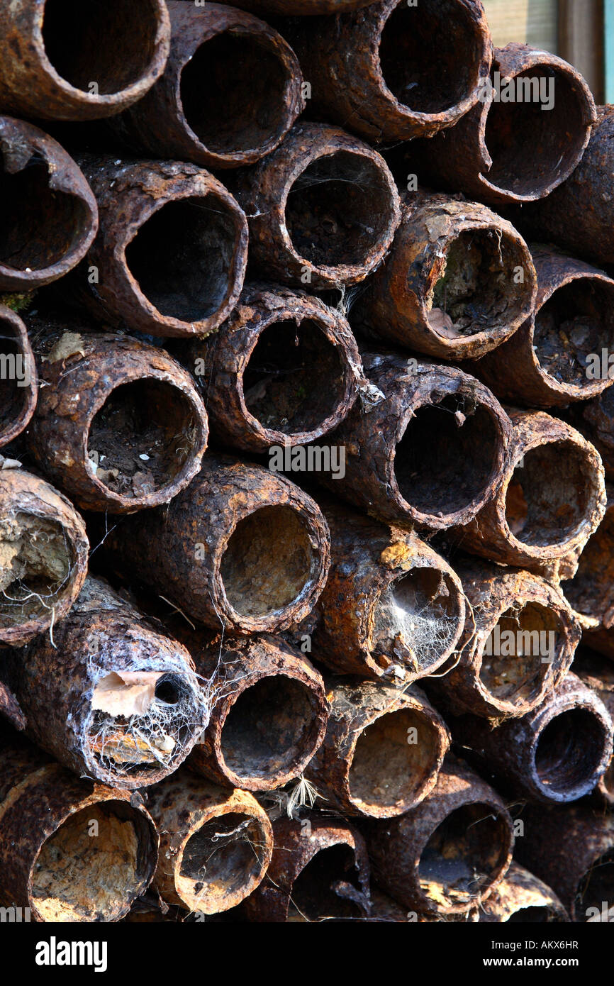 Rusting shell cases collected from the Somme battlefields in Northern ...