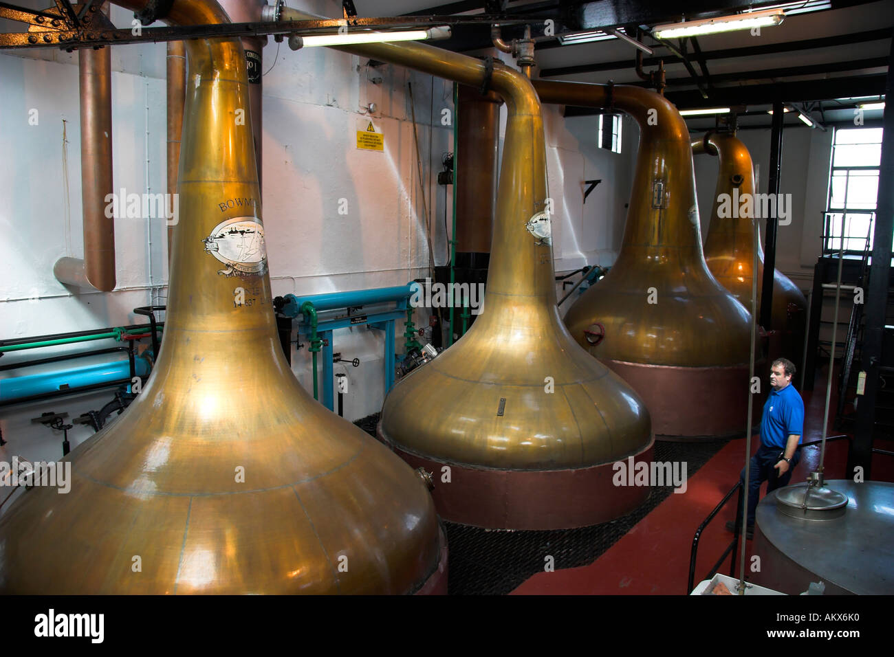 Stills of Bowmore distillery, Isle of Islay, Scotland Stock Photo - Alamy