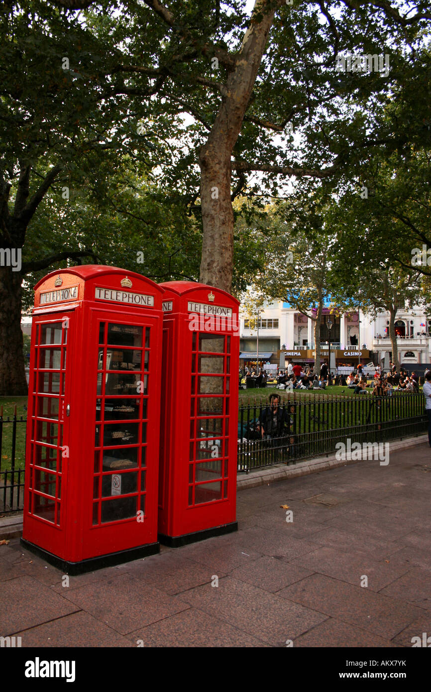 Two Red Telephone call box London West End Leicester Square Stock Photo ...