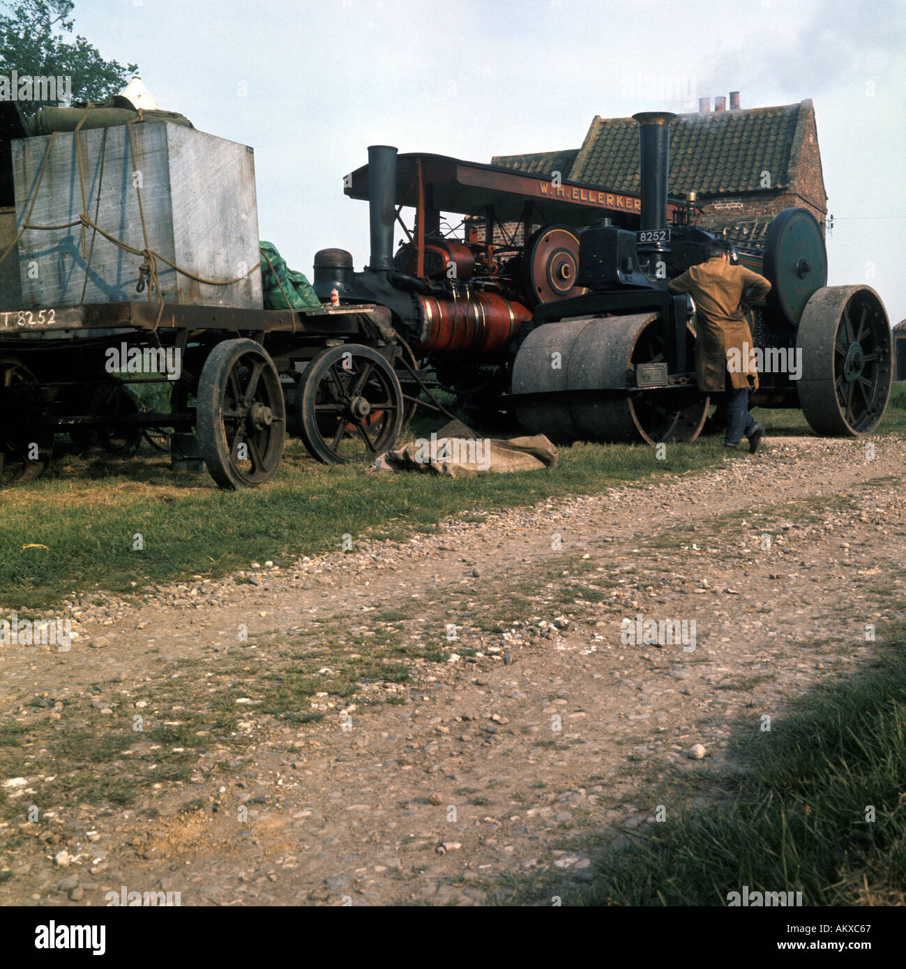Two steamrollers and water tender parked up on roadside East Yorkshire ...