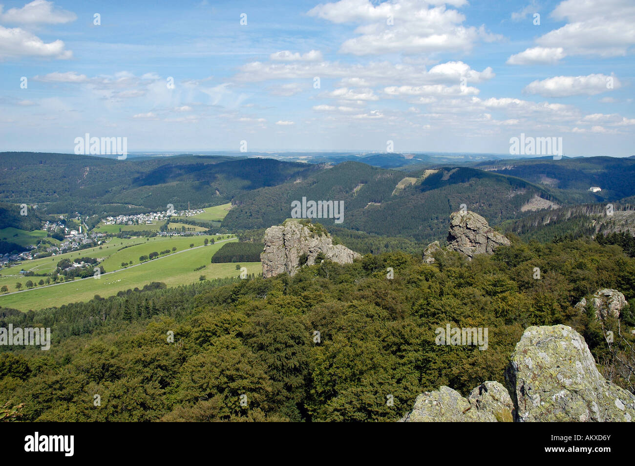 Rocky landscape, Sauerland region, Olsberg, North Rhine-Westphalia ...