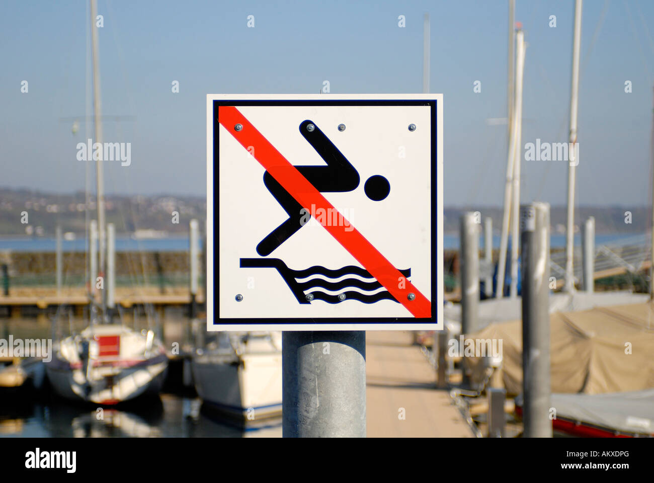 A prohibition sign in a harbour area - Germany Europe Stock Photo - Alamy