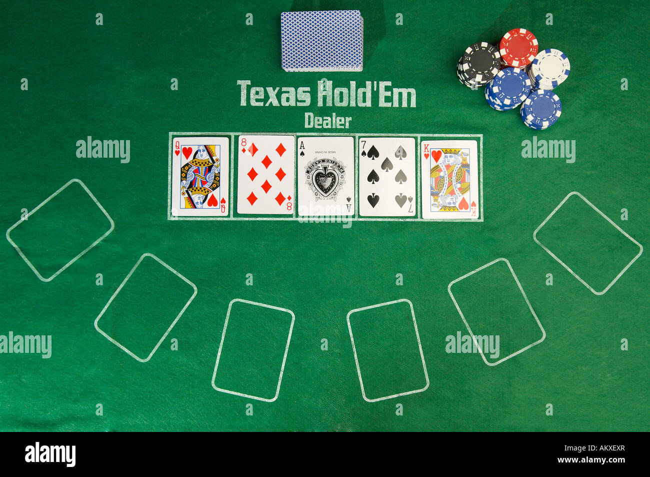 Poker Game with visible Dealer cards Stock Photo - Alamy