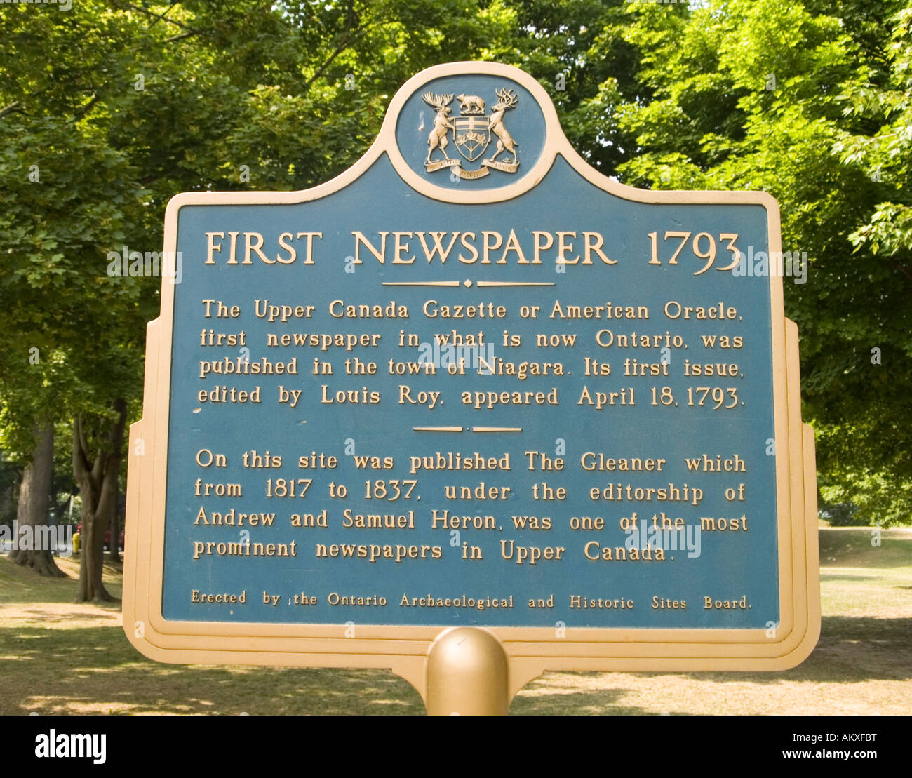 An information panel giving the history of the the first newspaper in ...